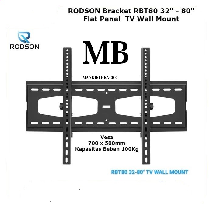 Jual Rodson Bracket TV Monitor LED LCD PDP RBT80 50"-100" inch Wall ...