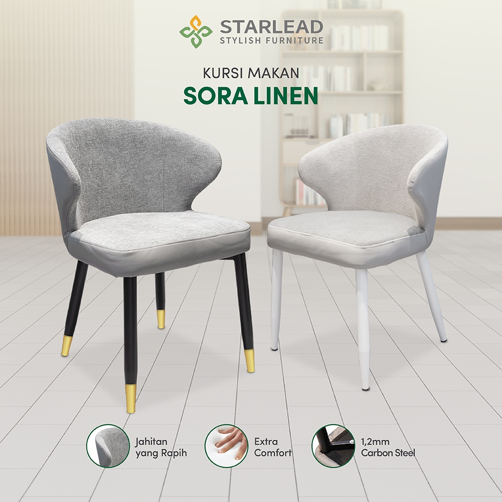 Jual STARLEAD Kursi Makan Kain Sora Linen Dining Chair Minimalis ...