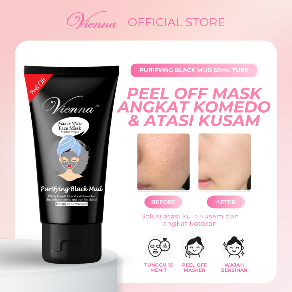 Jual VIENNA Peel Off Mask Purifying Black Mud - Masker Wajah Peel Off ...