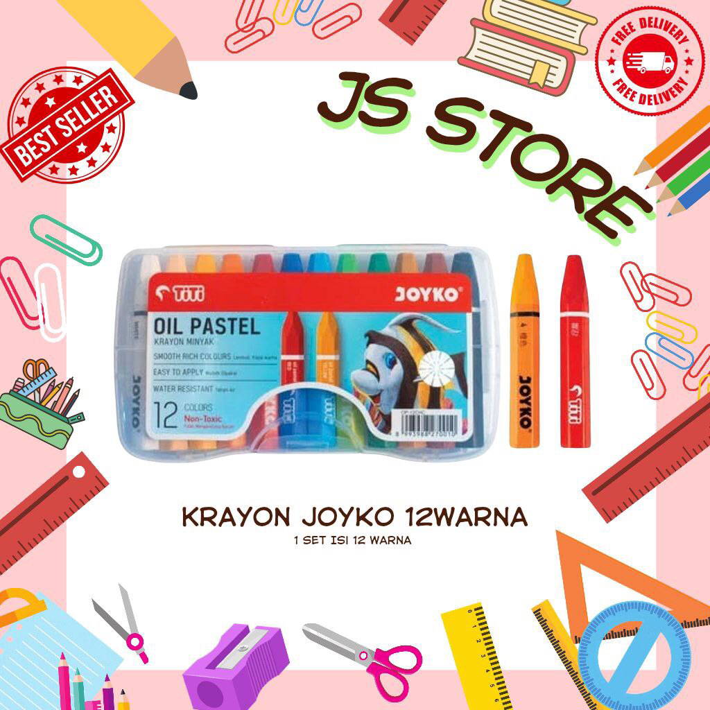 Jual Krayon Oil Pastel JOYKO 12 Warna OP-12S | Shopee Indonesia
