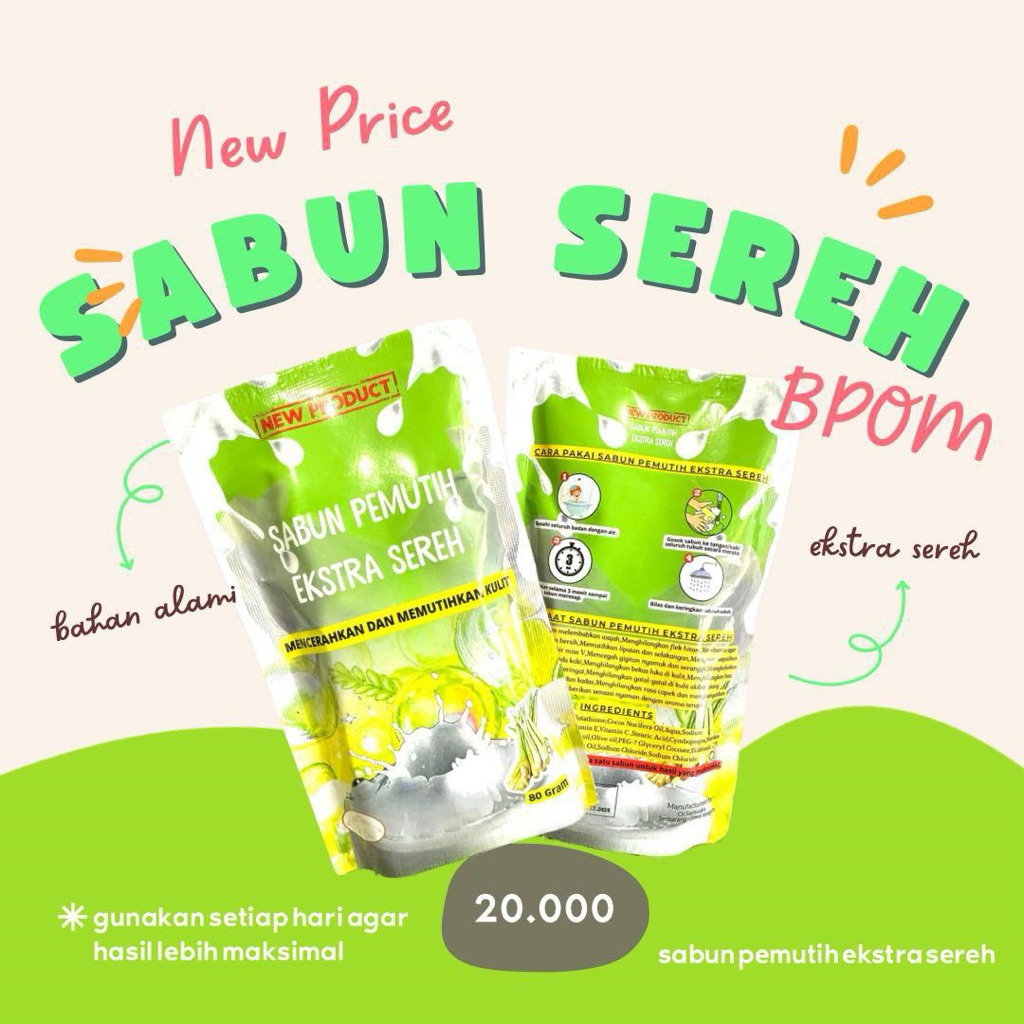 Jual SABUN EXTRA SEREH ORIGINAL 10000%(PO hanya PACKING) | Shopee Indonesia