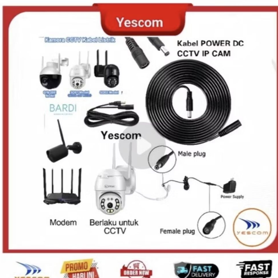 Jual KABEL POWER DC CCTV IP CAMERA BARDI / DLL - 5 METER | Shopee Indonesia