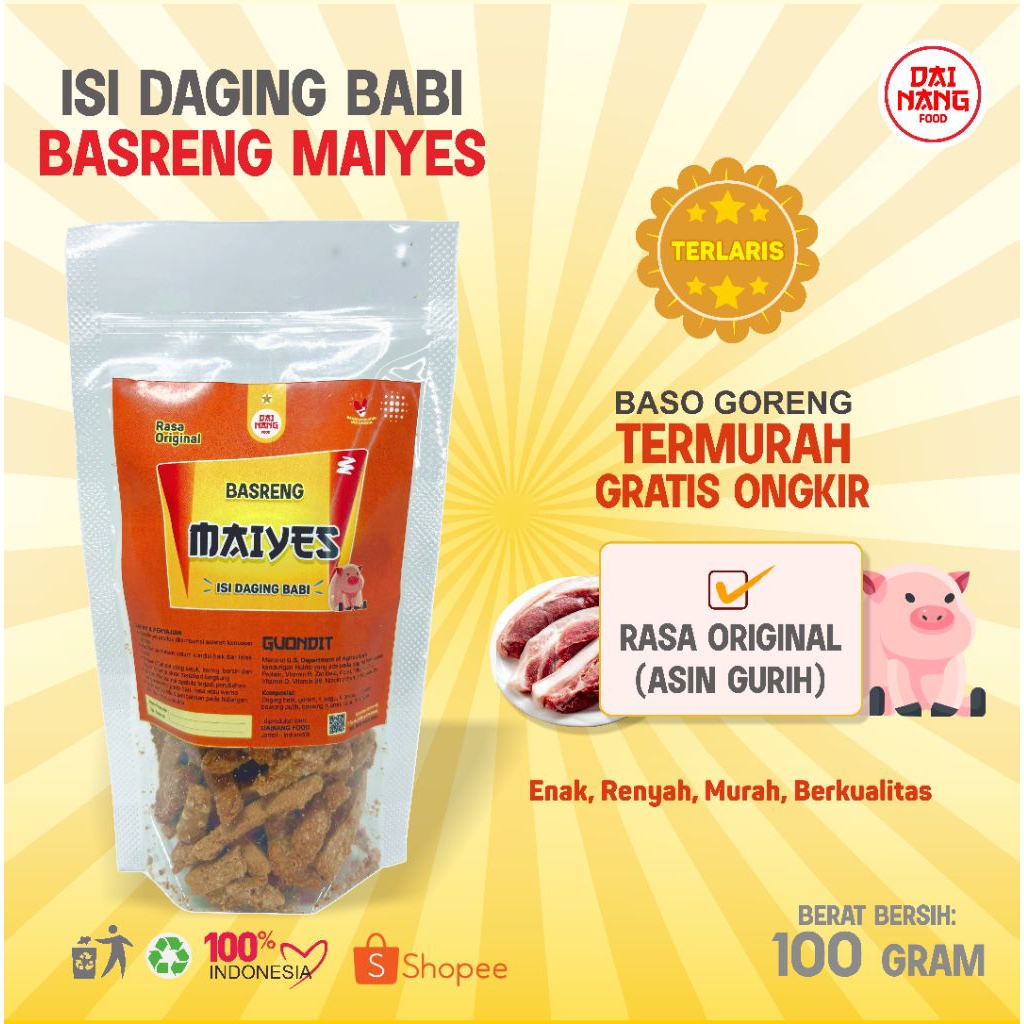Jual BASRENG BABI RASA ORIGINAL KEMASAN 100 G | Shopee Indonesia