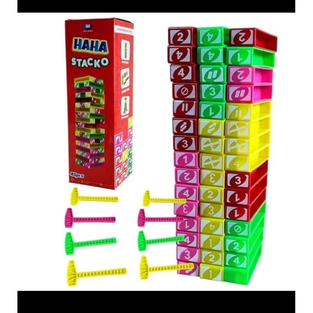 Jual HAHA stacko mainan edukasi balok susun blok stacko tower stacking blok menara | Shopee ...