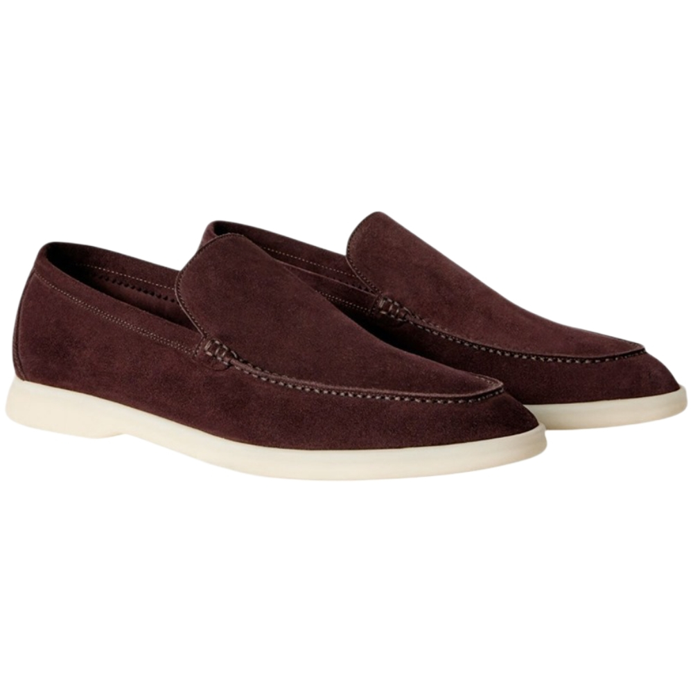 Jual Loro piana Brown Suede Summer Walk Loafers / Sepatu Branded ...