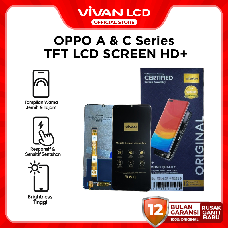 Jual VIVAN LCD Screen For OPPO A & C Series HD+ Anti Scratch Shockproof ...