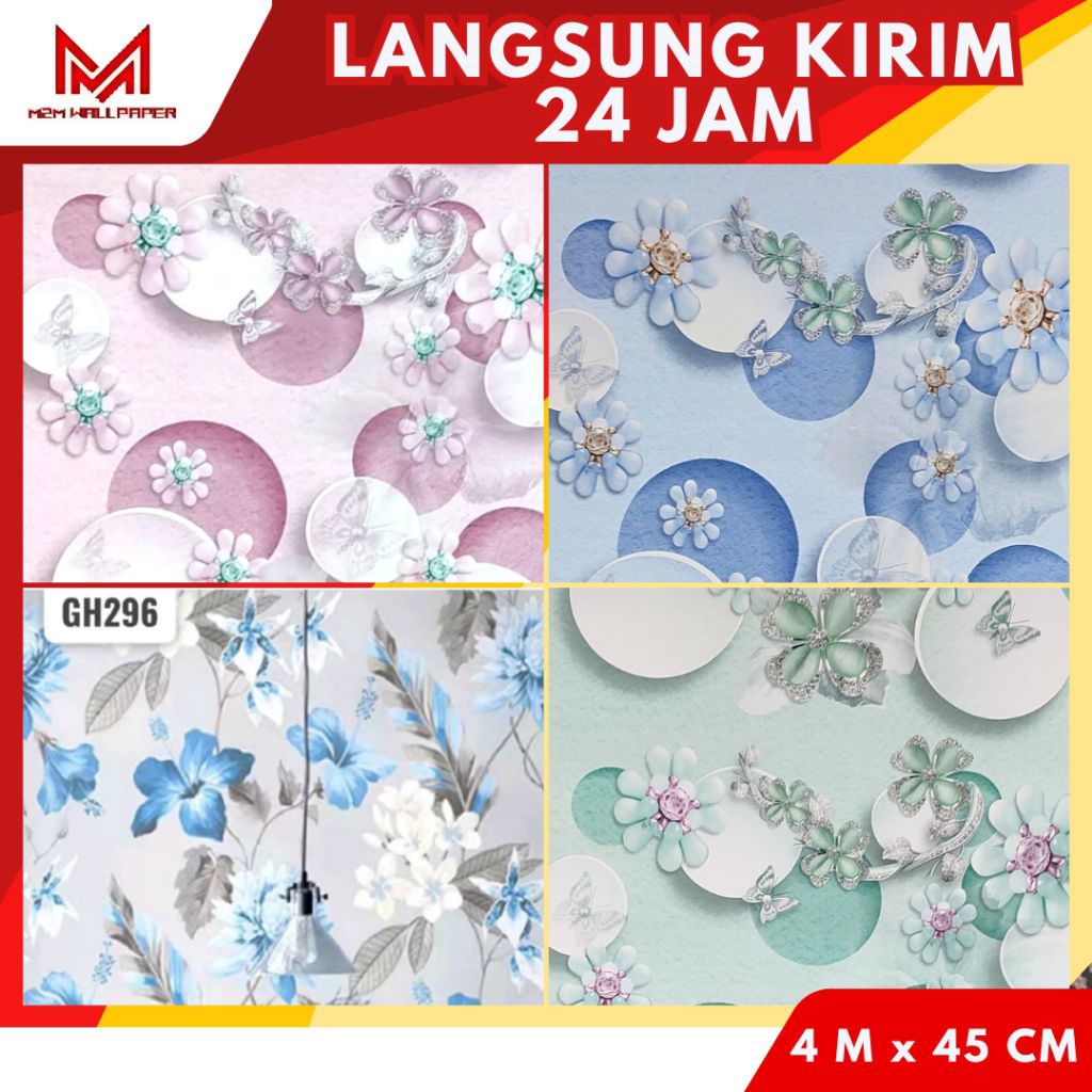 Jual Wallpapee Dinding Kamar Aesthetic Sticker Dinding Motif Bunga ...