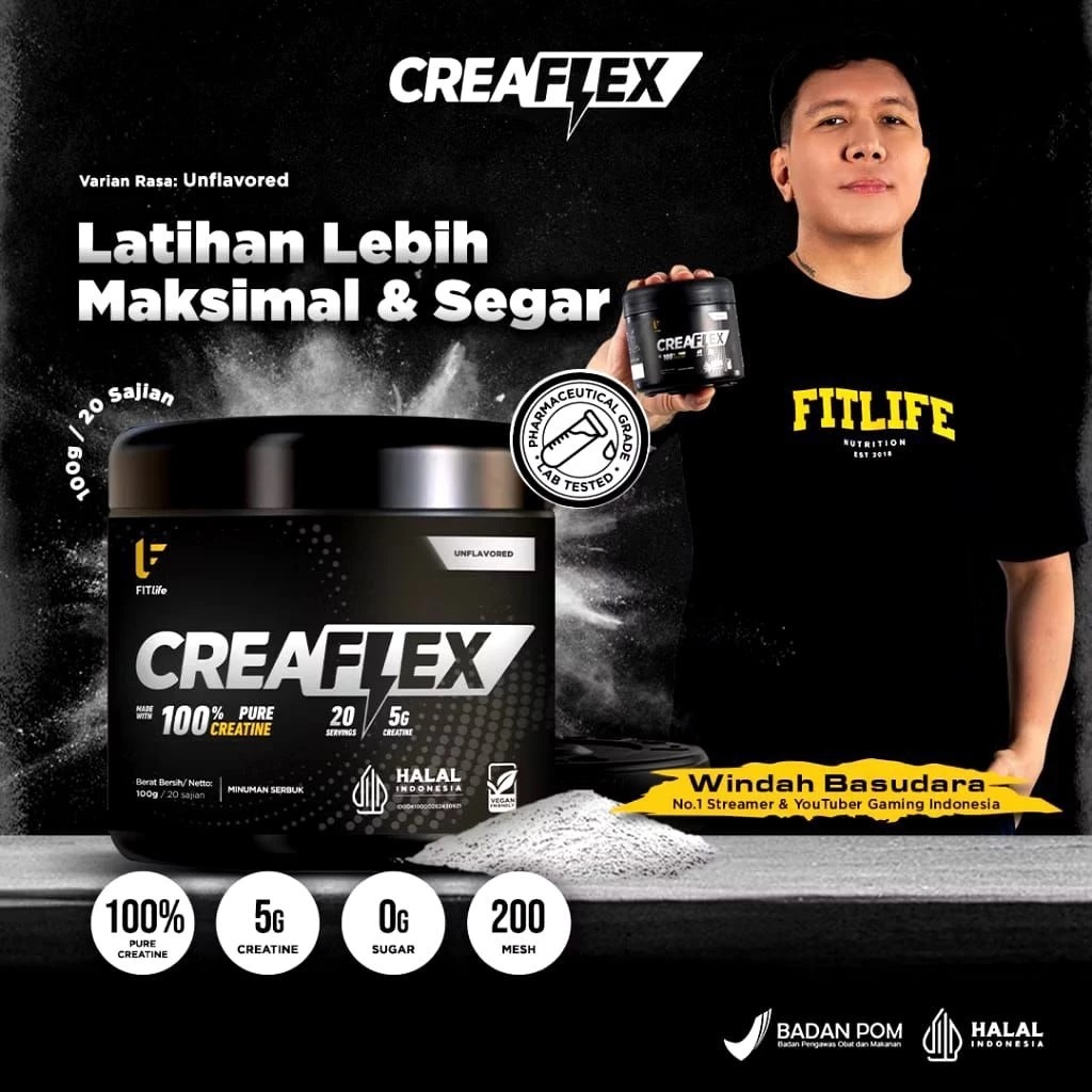 Jual Fitlife CreaFLEX 100 Gram Creatine Monohydrate Halal BPOM Crea ...