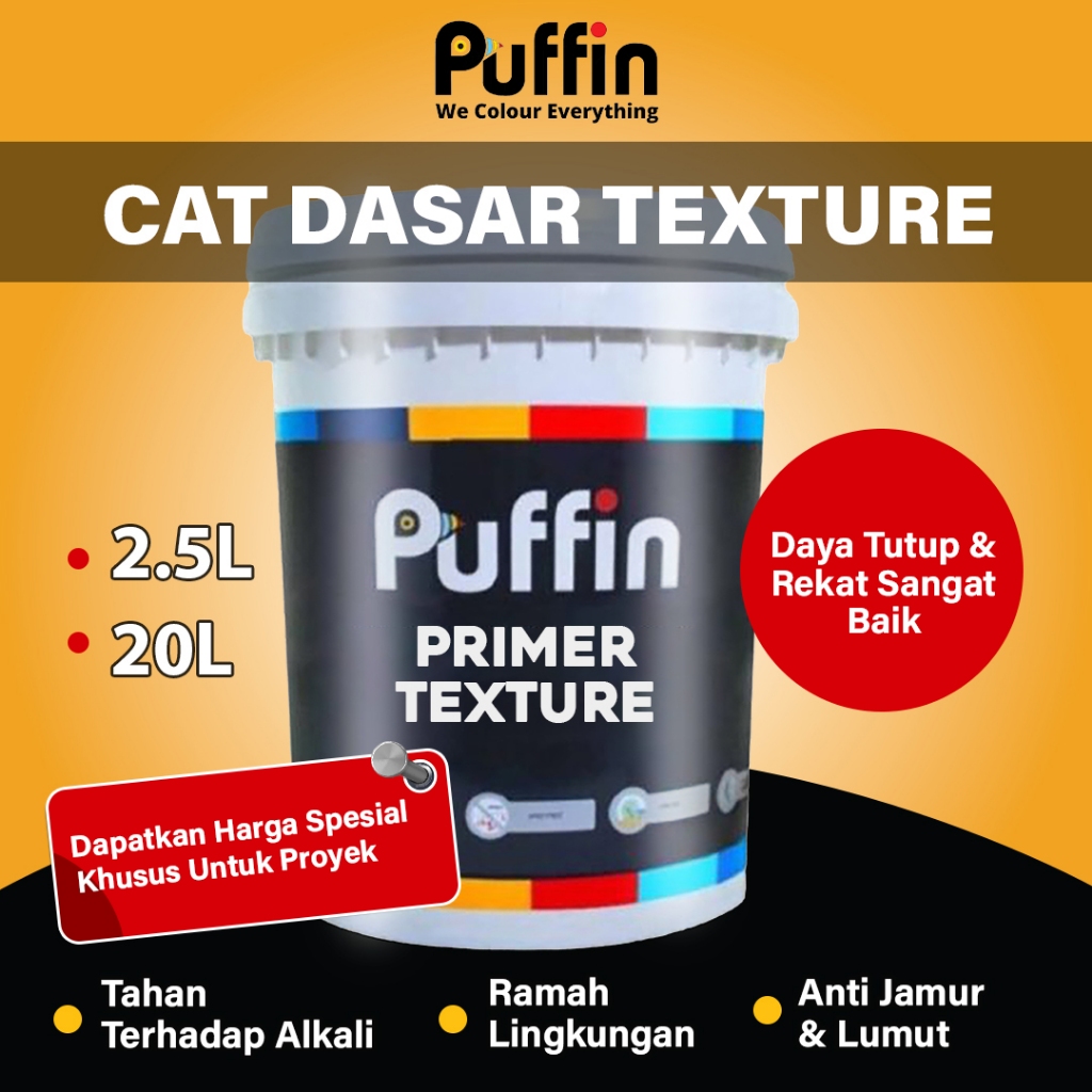 Jual Cat Dasar Tembok Tekstur Puffin Primer Texture 2.5 LTR | Shopee ...