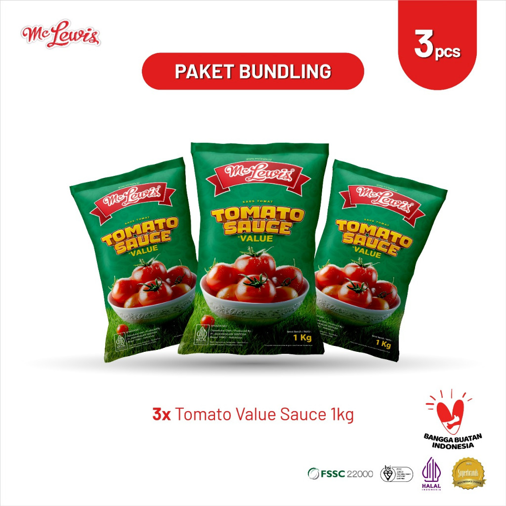 Jual [Paket Bundle] Mc Lewis Tomato Value 1 Kg x 3 Pcs | Shopee Indonesia