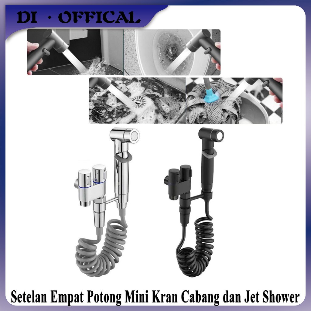 Jual Setelan Empat Potong Mini Kran Cabang dan Jet Shower Matte 1/2 ...