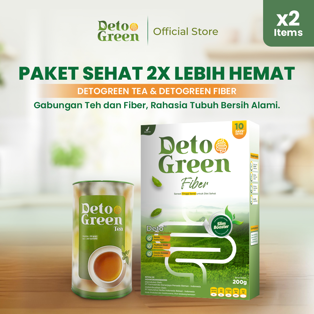 Jual (BUNDLING) Detogreen Tea dan Detogreen Fiber Sereal Detoks Usus ...