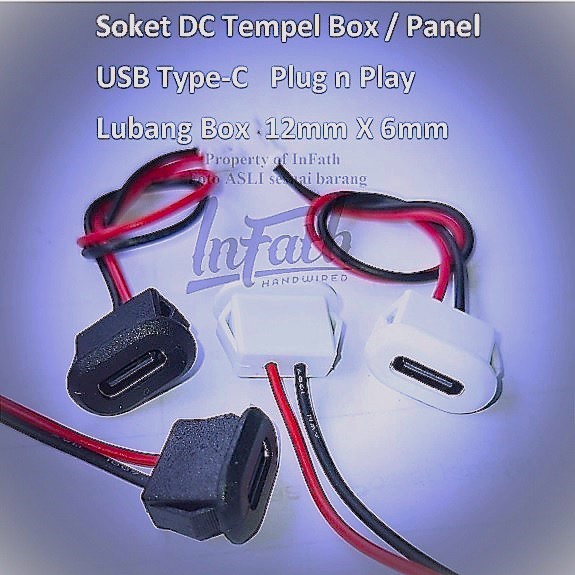 Jual InFath - Soket Kotak Slim tempel Box USB Type C female DC socket 2 ...