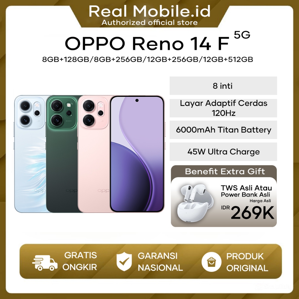 Jual [Official Store]OPPO Reno14 F 5G/Reno14 5G AI Editor 12+512 12+256 8+256 2.0 Underwater 4K ...
