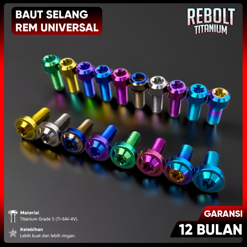 Jual Baut Probolt Titanium Breket Selang Rem Universal Grade 5 REBOLT Titanium | Shopee Indonesia