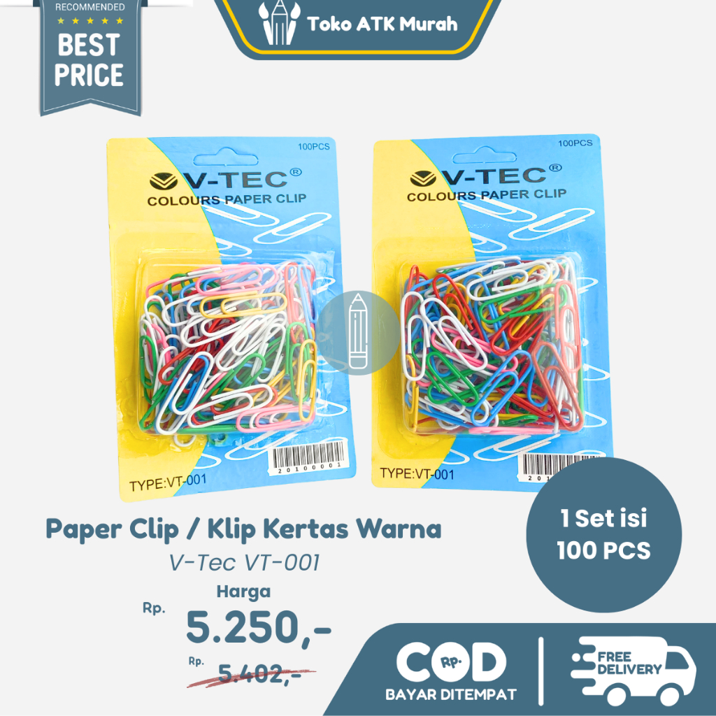 Jual Paper Clip Vinyl Set Klip Kertas Kecil VT-001 | Shopee Indonesia