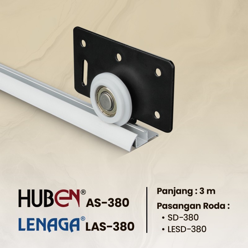Jual Rel dan Roda Sliding Pintu Lemari Geser Lenaga by Huben AS-380 3 meter Roda Pintu SD-380 ...
