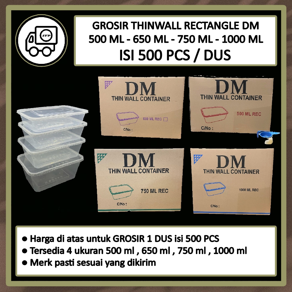 Jual (GROSIR 1 DUS) THINWALL DM RECTANGLE PERSEGI PANJANG 500 ML 650 ML ...