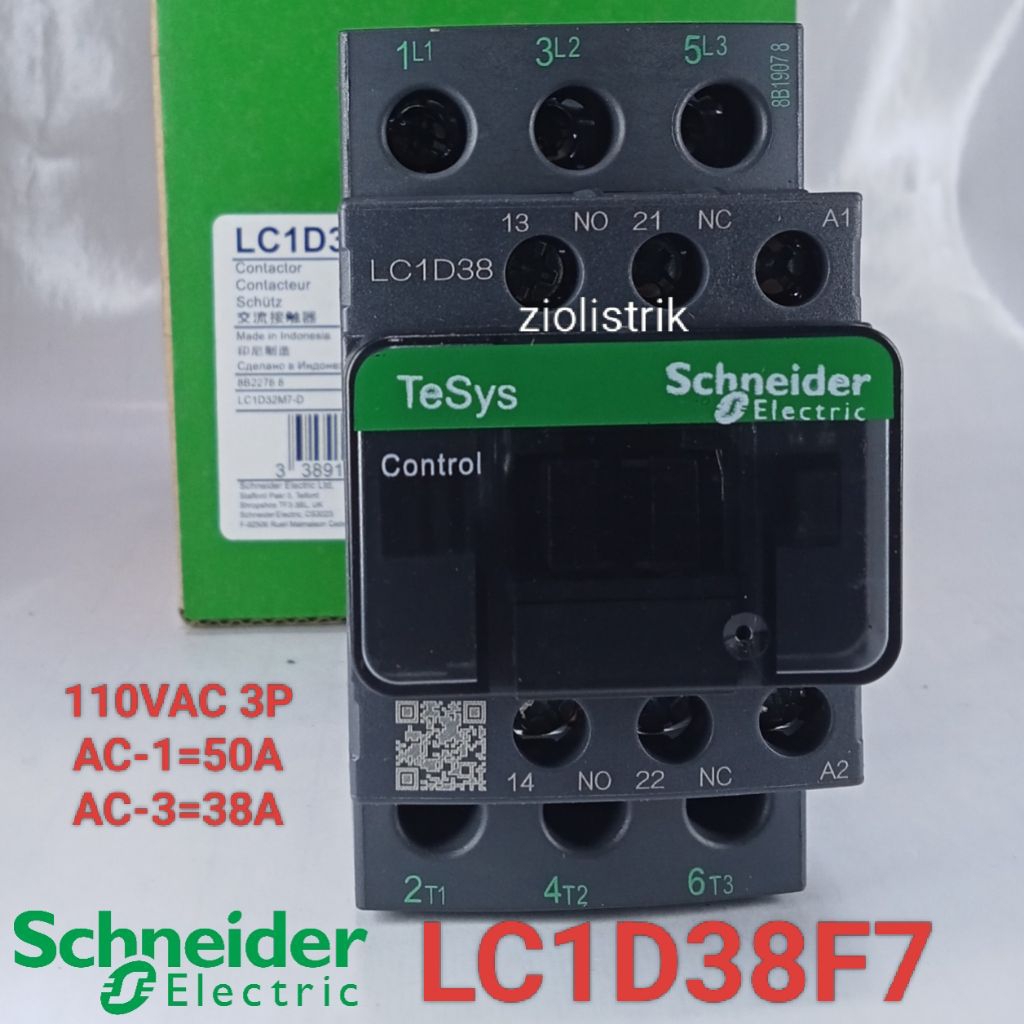 Jual Contactor Schneider LC1D38F7 / LC1D-38F7 110v 3p Kontaktor LC1D38 ...