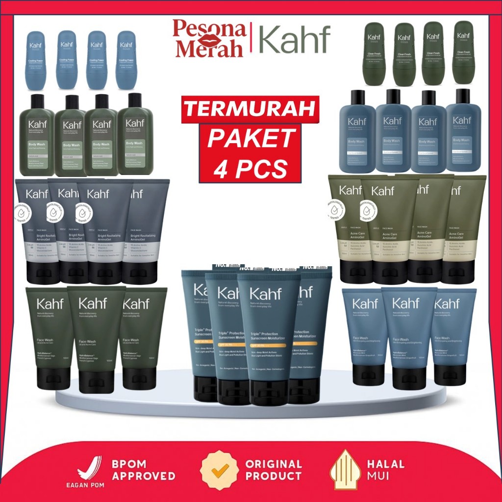Jual KAHF Facial Wash 100 ml cuci muka Sunscreen Amino Gel Deodorant ...