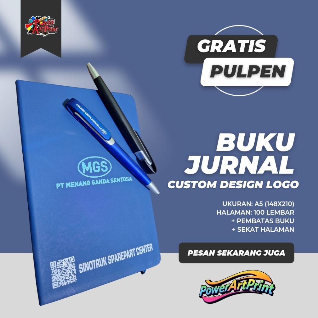 Jual notebook agenda A5 custom design logo depan belakang+pulpen custom ...