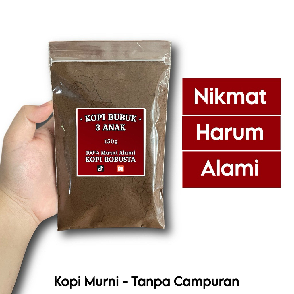 Jual Kopi Bubuk Robusta 150g | Kopi Bubuk Tiga Anak | Kopi Bubuk Hitam ...