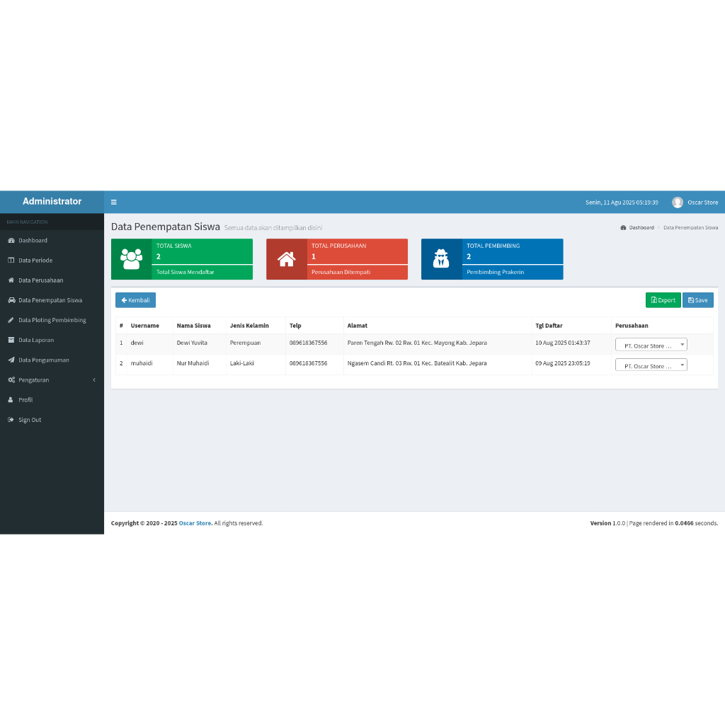 Jual Aplikasi Praketin atau Penempatan PKL Berbasis Website Sederhana dengan Codeigniter 3 Siap ...