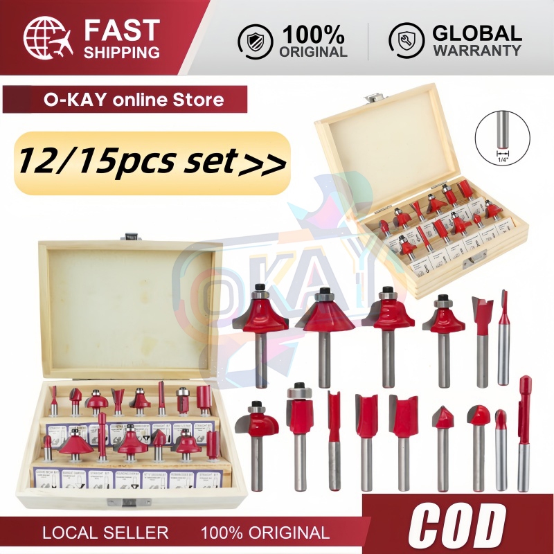 Jual Set Mata Profil Router 15 Pcs 1/4" - Alat Pembentuk Kayu dengan ...