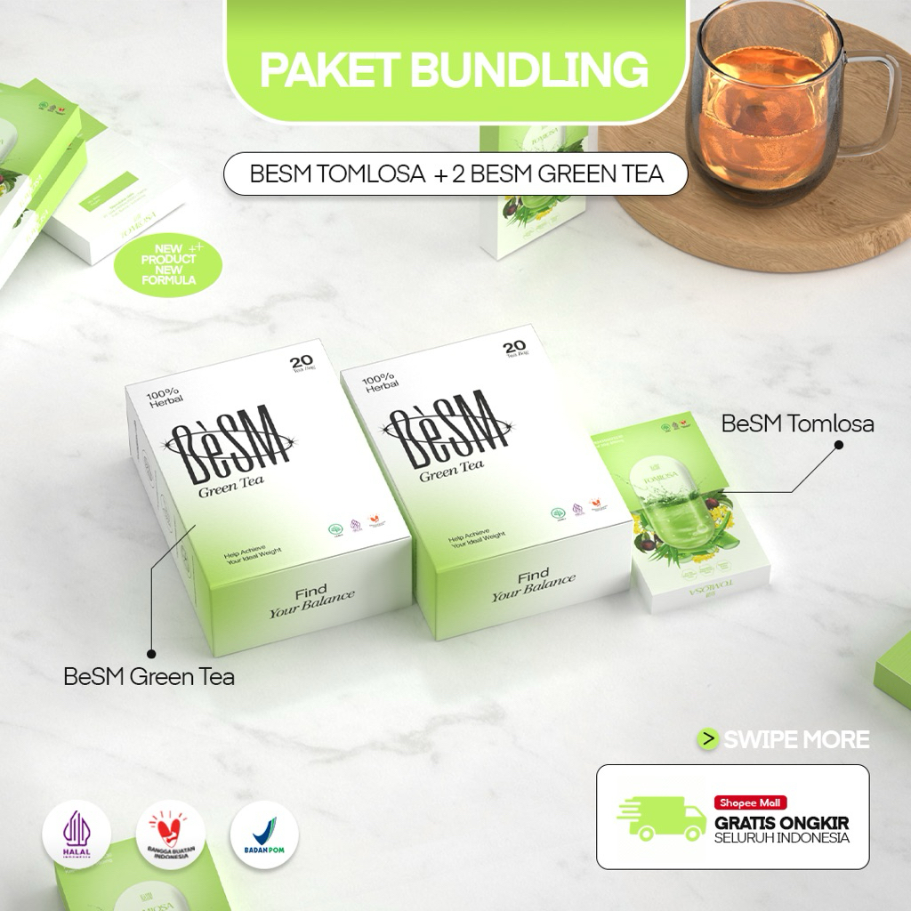 Jual BESM - BUNDLING BeSM Green Tea 2 Pcs BeSM Tomlosa 1 pc | Shopee ...