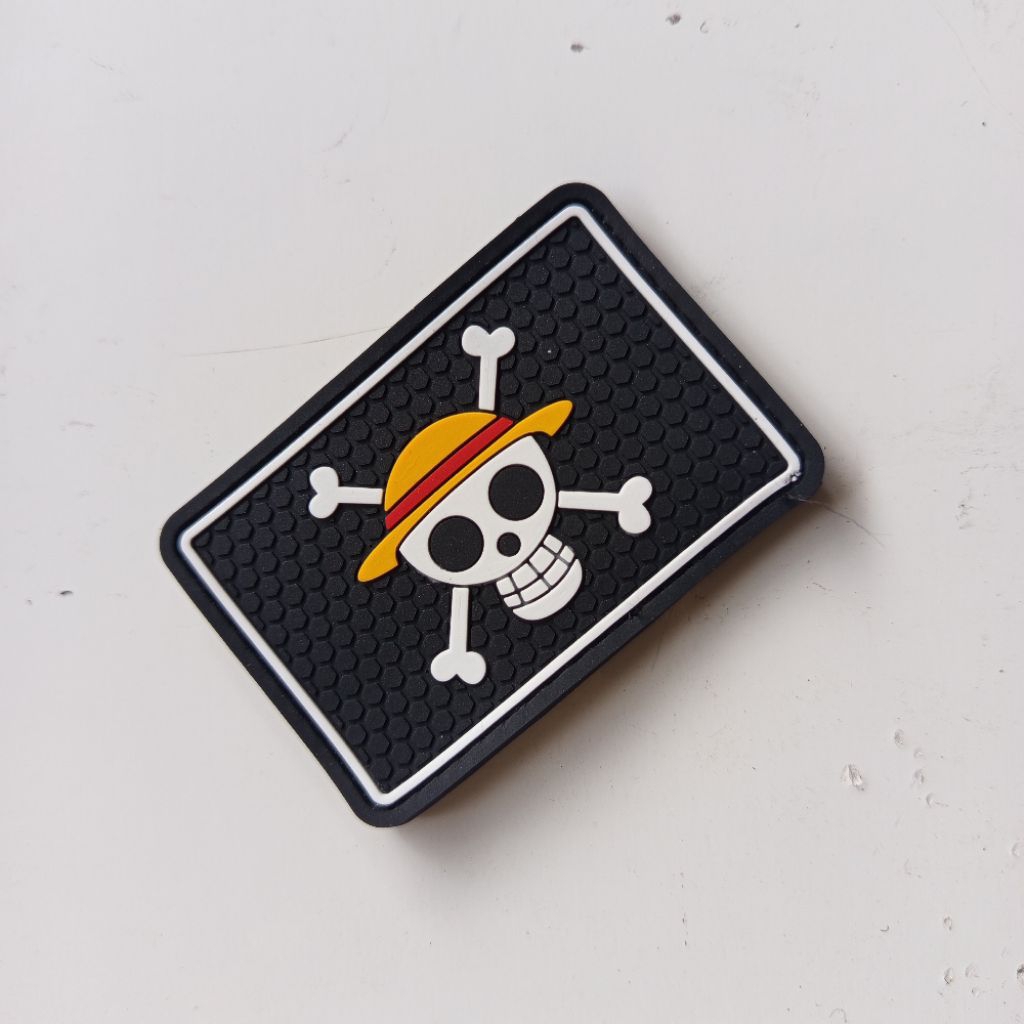 Jual patch rubber logo tengkorak topi jerami luffy kotak /tempelan ...