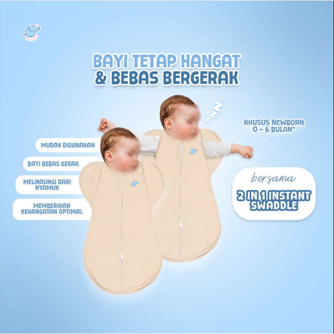 Jual Elephas 2 in 1 Instant Swaddle - Bedong Bayi Newborn Instant 2in1 ...