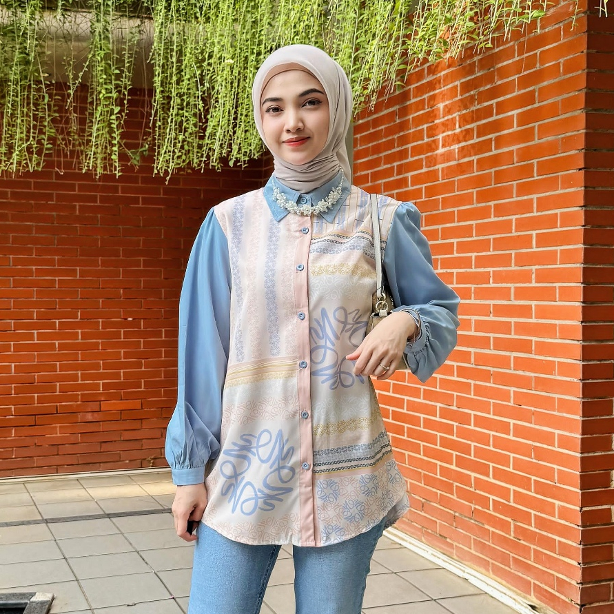 Jual FANMU Baju Blouse Wanita/Blouse Motif Kekinian/Kemeja Rayon ...