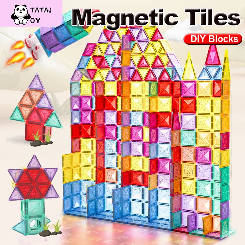 Jual Tatajoy Mainan Magnetic Tiles 45/60/110 Pcs Edukasi Anak Mainan ...