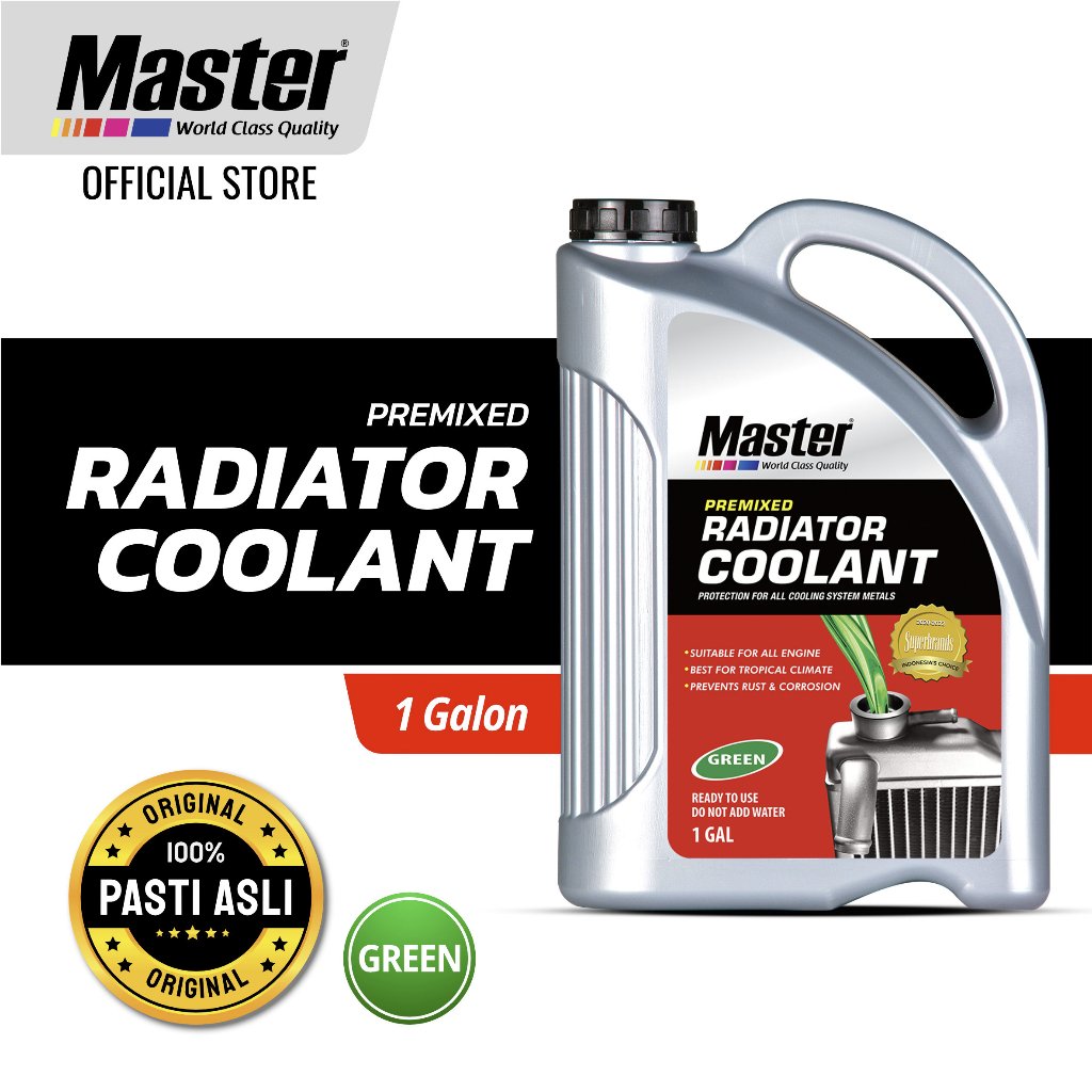 Jual Master Radiator Coolant Premixed Green 1 Gal Air Radiator Mobil ...