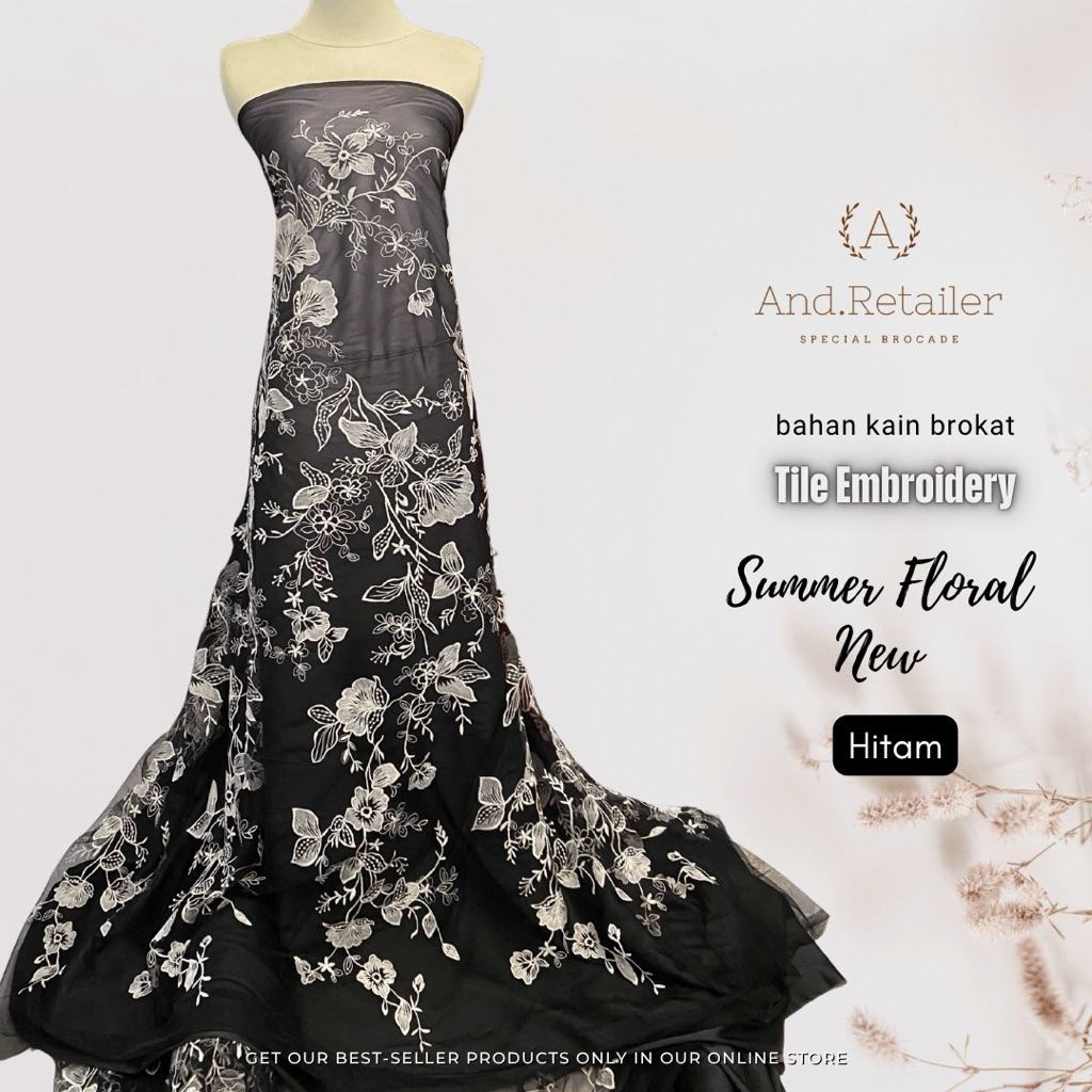 Jual Bahan Kain Kebaya Mewah Tile Brukat Embroidery Summer Floral New ...