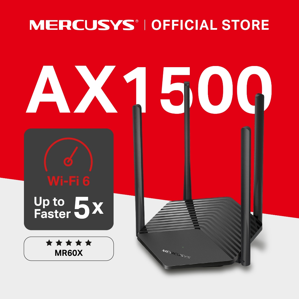 Jual Mercusys | MR60X | Router Wi-Fi 6 AX1500 | Dual Band | 3× 1000Mbps ...