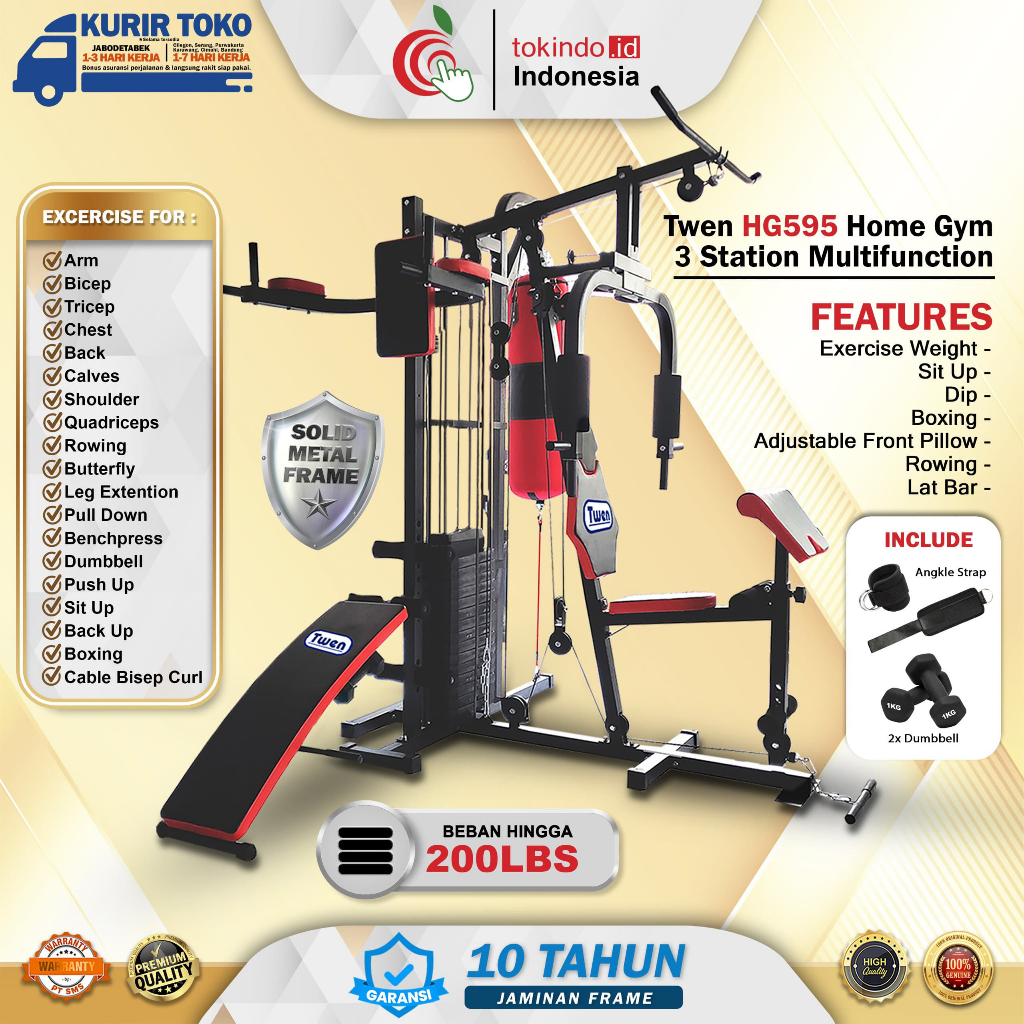 Jual Home Gym Twen HG595 Homegym 3 Sisi Alat Olahraga Alat Gym Set Alat ...