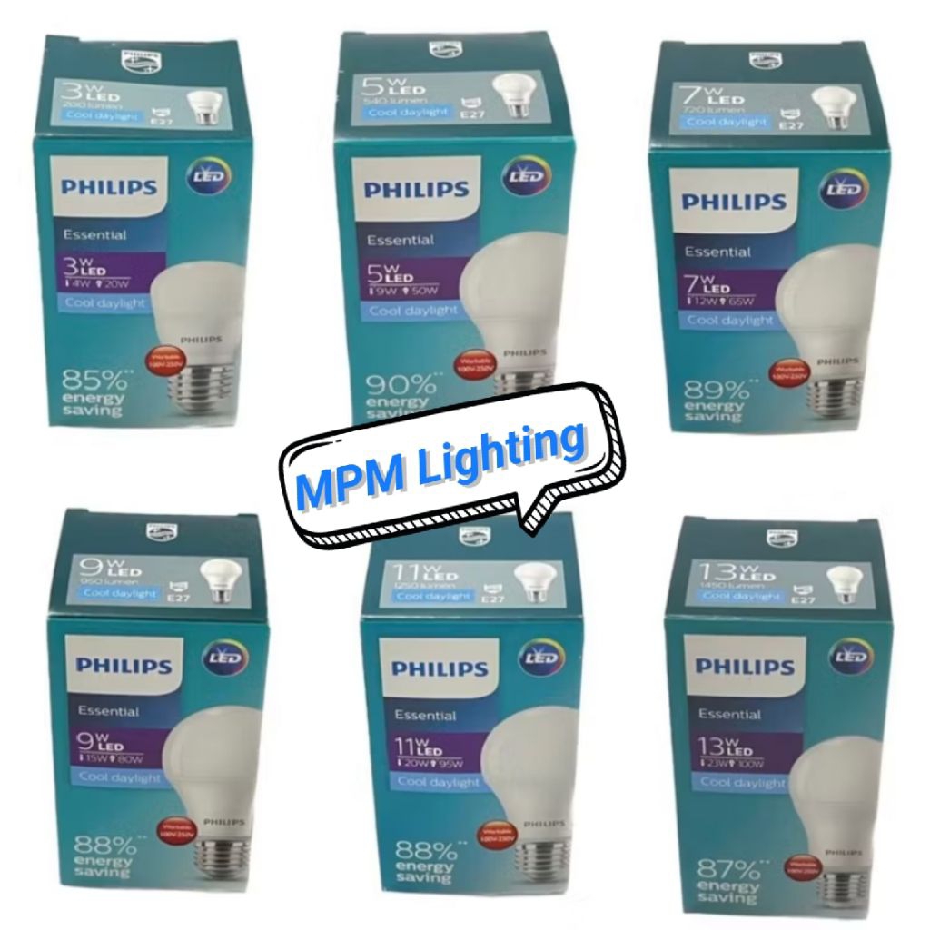 Jual Philips Essential LED Buld 3w 5w 7w 9w 11w 13w E27 / Lampu Bohlam Philips LED 3w 5w 7w 9w ...