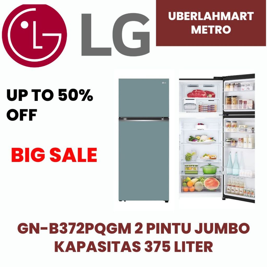 Jual LG LEMARI ES 2 PINTU JUMBO GN-B372PQGM KAPASITAS 375 LITER WARNA ...