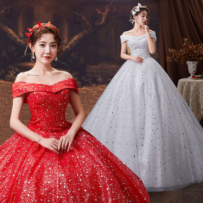 Jual Gaun Pengantin Moder Wanita Putih Off Shoulder Maxi Wedding Dress ...