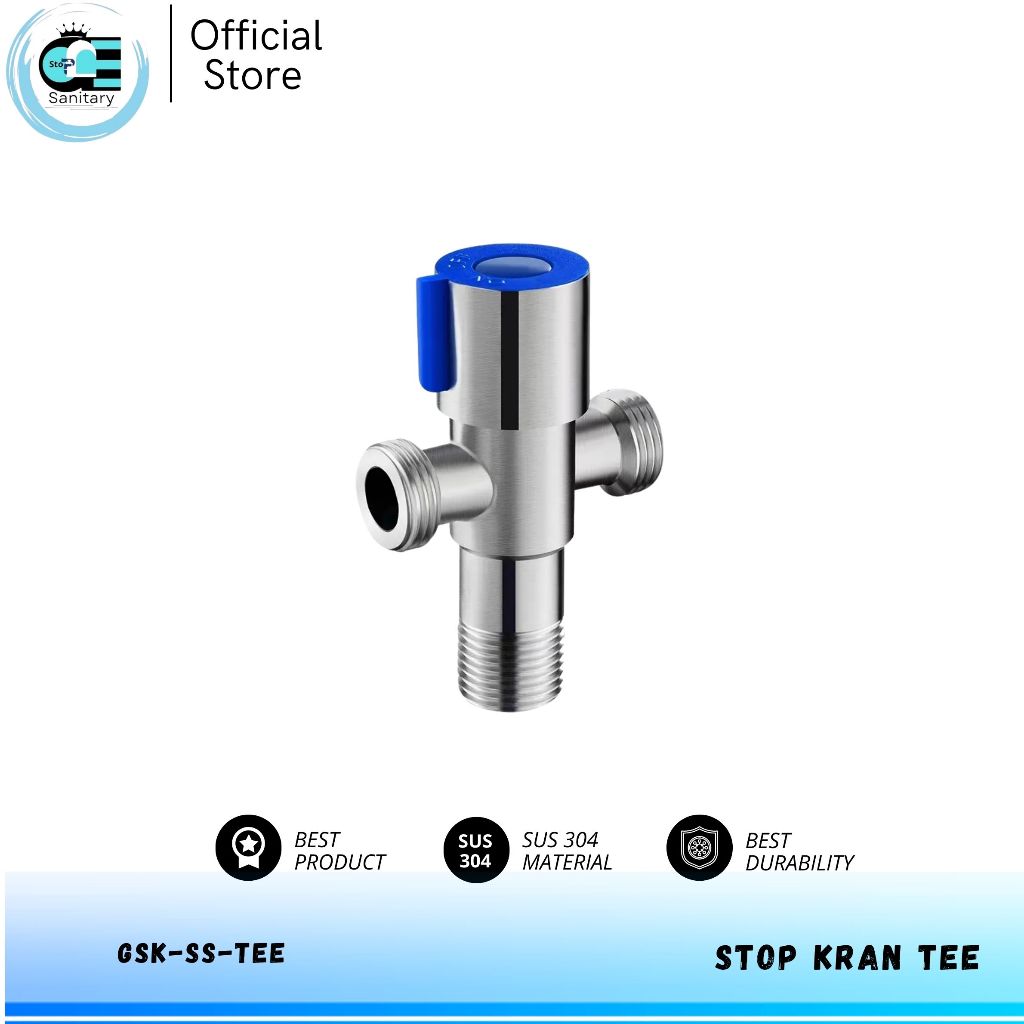 Jual Stop kran cabang toilet stainless sus 304 stop kran T uk 1/2inch ...
