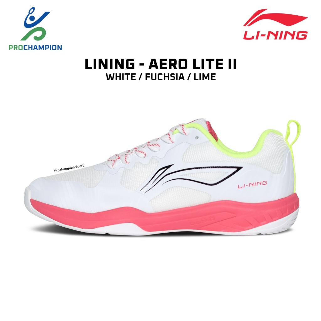 Jual Sepatu Badminton LINING Aero Lite II White Fuchsia Lime | Shopee ...