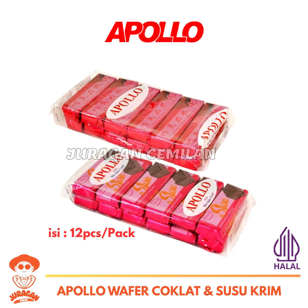 Jual Apollo Wafer Malaysia Dengan Krim Susu Dan Coklat Halal 144g ...