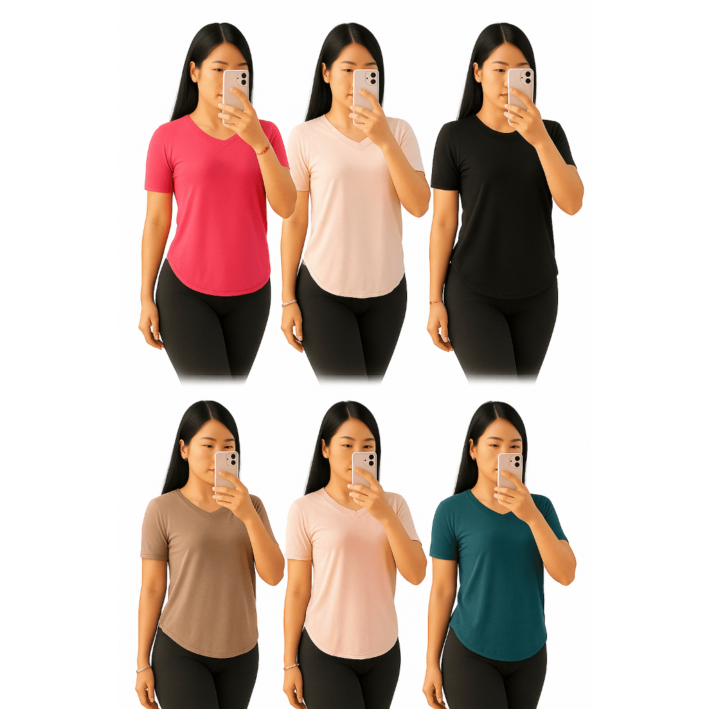 Jual Kaos Wanita V-Neck / T-Shirt / Tshirt / Atasan Lengan Pendek ...
