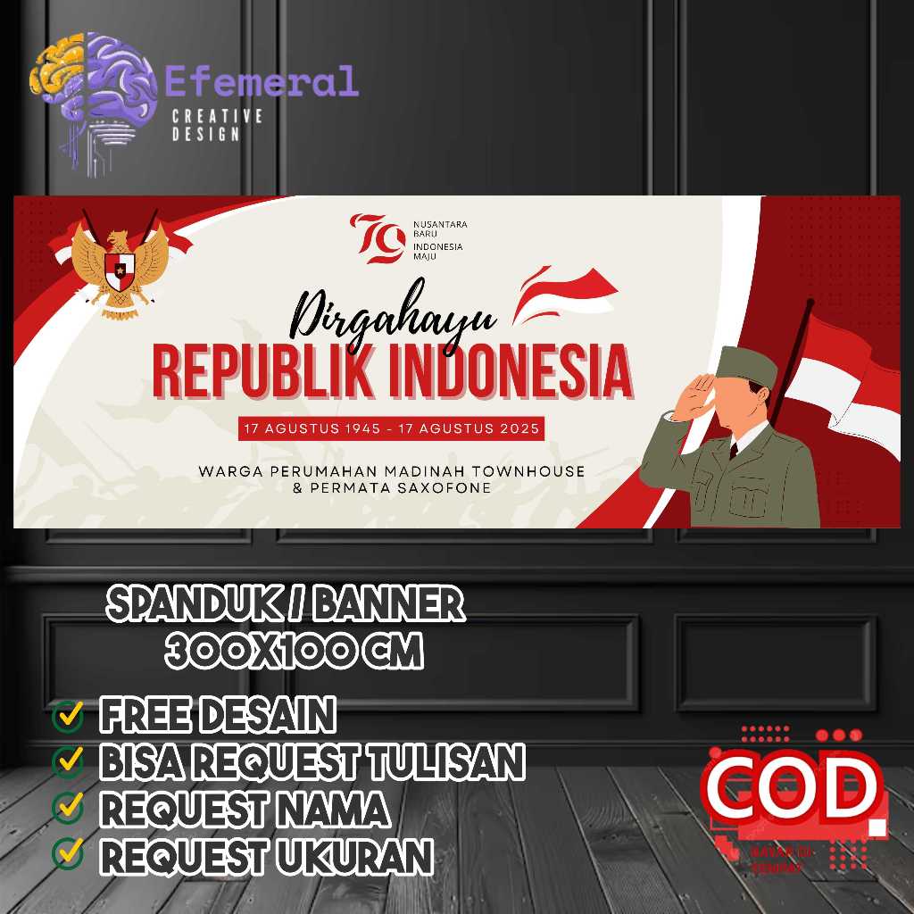 Jual SPANDUK BANNER DIRGAHAYU 300X100 CM FREE DESIGIN CUSTOM | Shopee ...