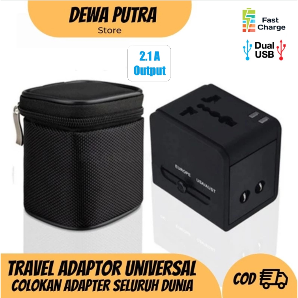 Jual Travel Adaptor Universal 2.1A Fast Charging Colokan Adapter ...