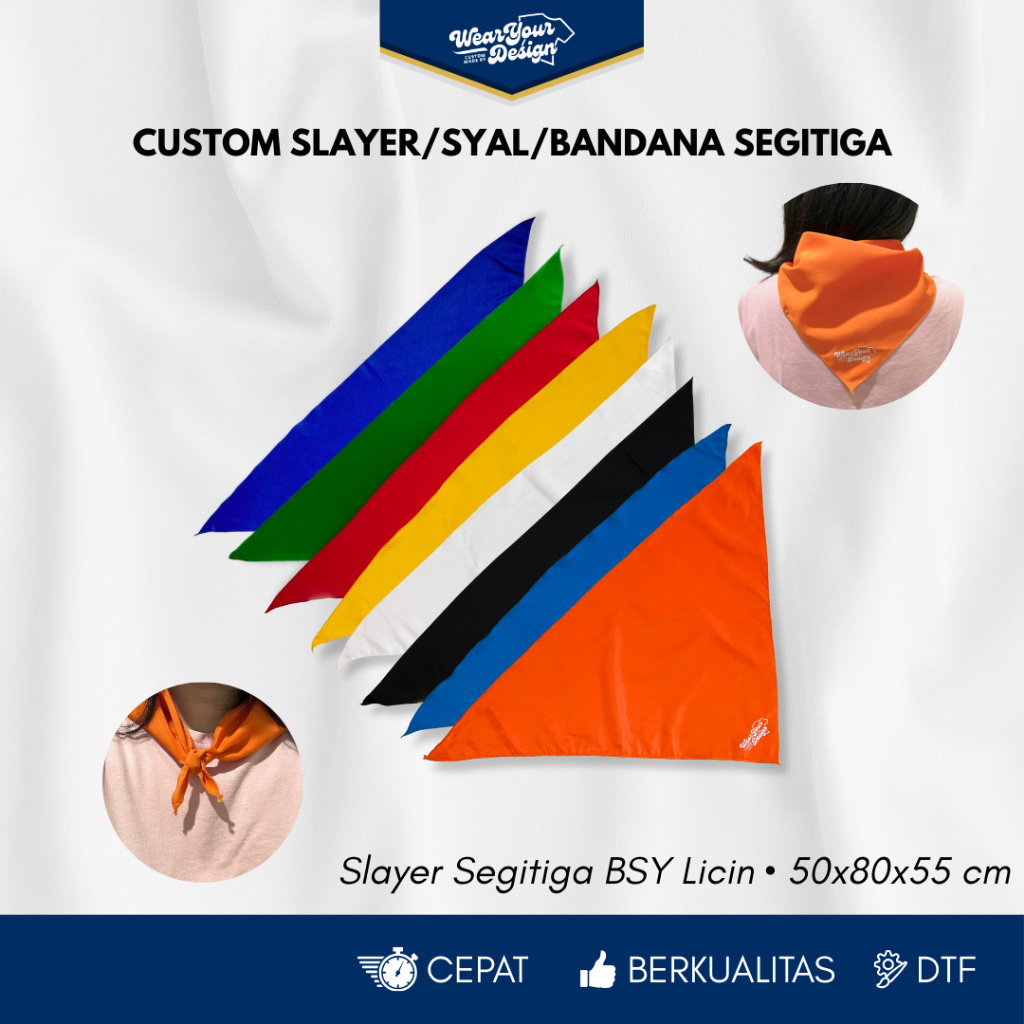 Jual Custom Slayer/Bandana/Syal Segitiga 50x80x55 cm Cocok untuk Umroh ...
