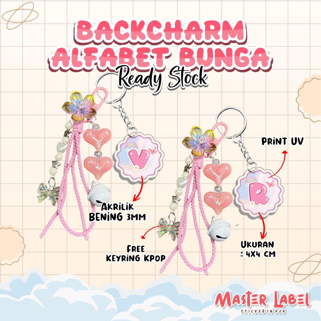 Jual Bag Charm Acrylic Alfabet Cute Lucu Ganci Inisial Huruf Alphabet ...