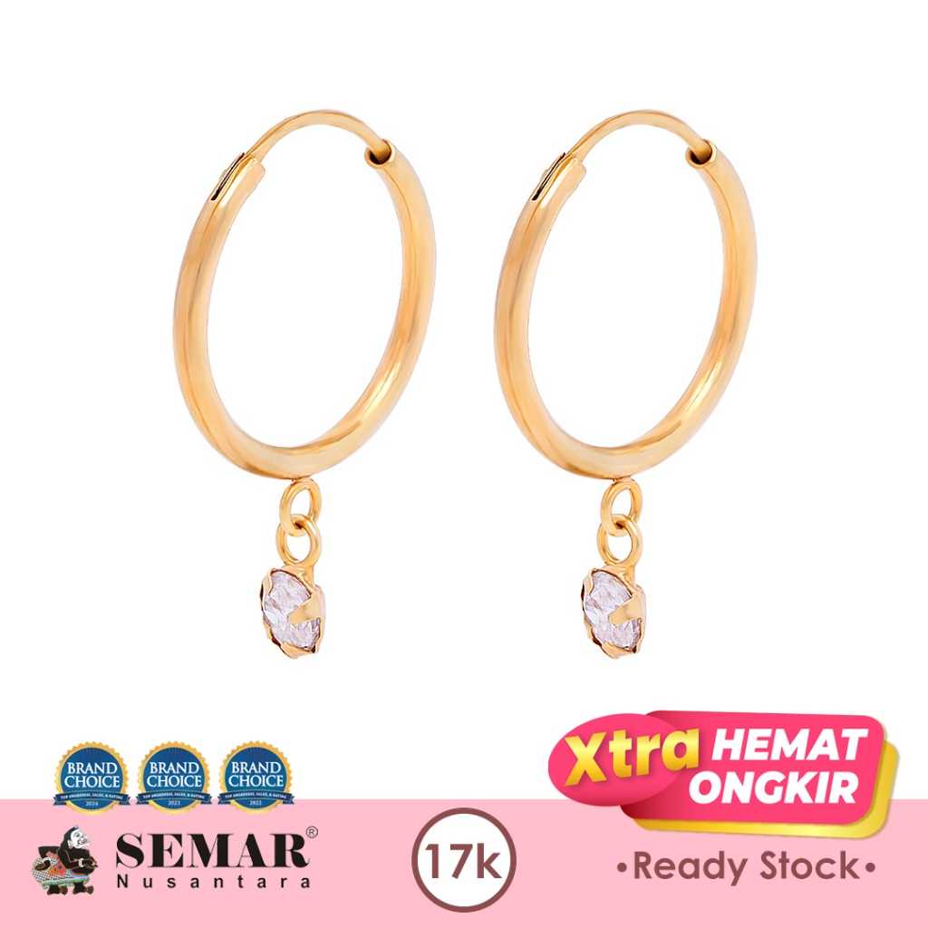 Jual Anting Emas Jipsi Batu Putih Gold 17K Semar Nusantara | Shopee Indonesia
