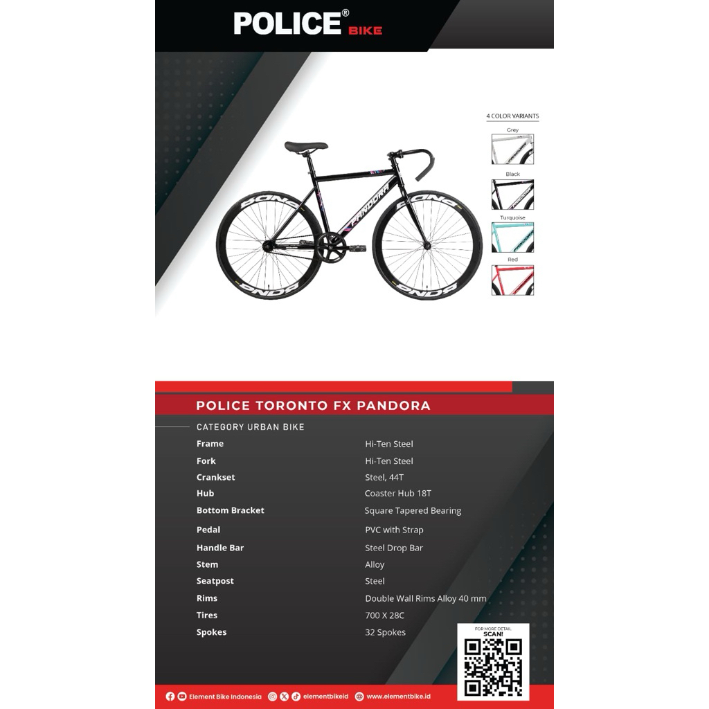 Jual Sepeda Fixie Element Police Toronto Pandora 700c | Shopee Indonesia